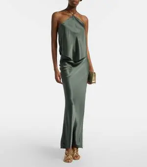 THE SEI Halterneck Silk Charmeuse Top
