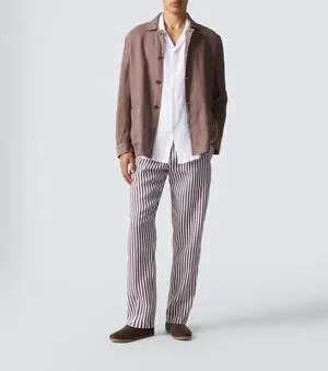 Fedeli Striped Linen Straight Pants