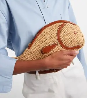 Staud Pesce Raffia Clutch - Beige