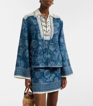 ALEMAIS Lucky Printed Linen Blouse