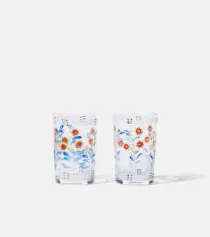 CABANA Marmara Set Of 2 Floral Glasses - Multicoloured