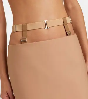 MUGLER Cutout Wool-blend Pencil Skirt - Beige