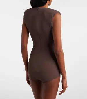 MUGLER Jersey Bodysuit - Brown