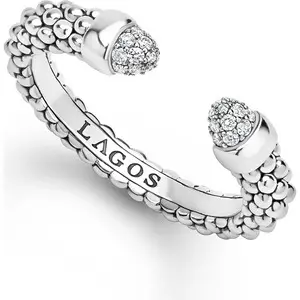 Lagos Signature Caviar Versa Pavé Diamond Ring - Silver