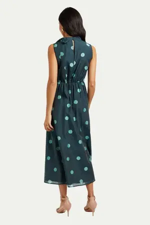 WALLIS Spot Tie Neck Sleeveless Midi Dress
