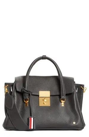 Thom Browne Bolton Pebble Grain Leather Satchel - Dark Grey