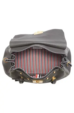 Thom Browne Bolton Pebble Grain Leather Satchel - Dark Grey