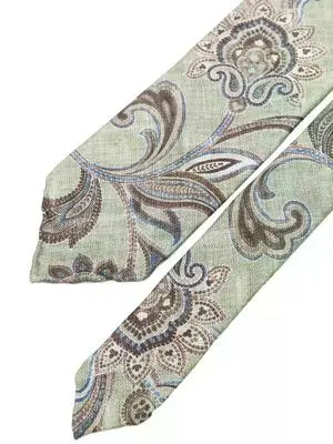 DELL'OGLIO Martin Paisley-print Neck Tie - Green