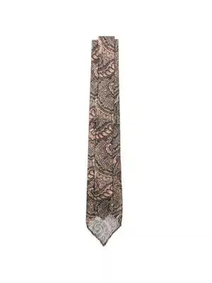 DELL'OGLIO Paisley Pattern Neck Tie - Brown
