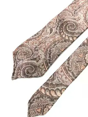 DELL'OGLIO Paisley Pattern Neck Tie - Brown