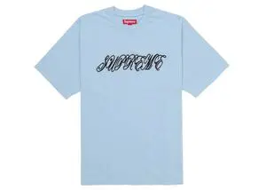 Supreme Raised Script Short Sleeve Top - Light Blue