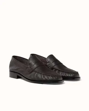 DUKE + DEXTER Ezra Pebble Ruched Loafer - Brown