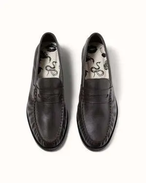 DUKE + DEXTER Ezra Pebble Ruched Loafer - Brown