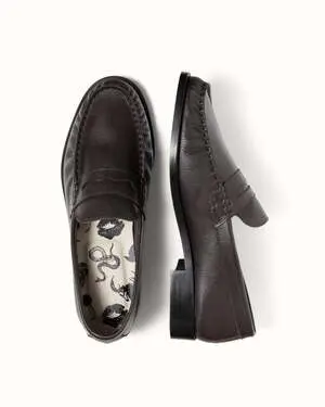 DUKE + DEXTER Ezra Pebble Ruched Loafer - Brown