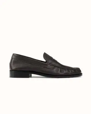DUKE + DEXTER Ezra Pebble Ruched Loafer - Brown