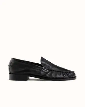 DUKE + DEXTER Ezra Tumbled Ruched Loafer - Black