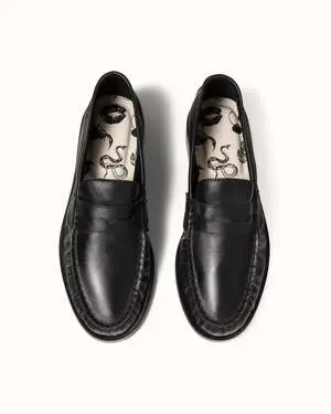 DUKE + DEXTER Ezra Tumbled Ruched Loafer - Black
