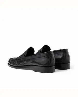 DUKE + DEXTER Ezra Tumbled Ruched Loafer - Black