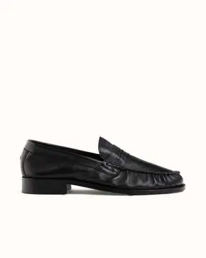 DUKE + DEXTER Ezra Tumbled Ruched Loafer - Black
