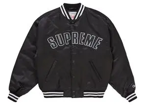Supreme Champion Satin Varsity Jacket - Black