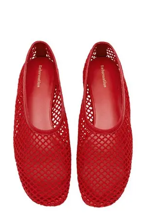 REFORMATION Britt Mesh Ballet Flat - Lipstick Crochet