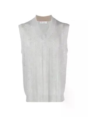 Brunello Cucinelli V Neck Vests For Men