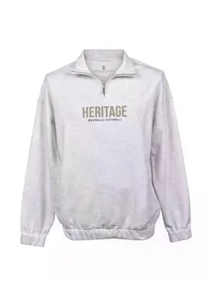 Brunello Cucinelli Logo-print Zip Sweatshirt - Grey