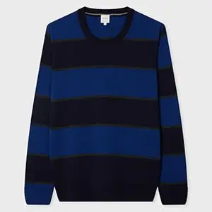 Paul Smith Striped Merino Wool Crew Neck - Blue