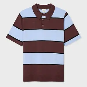 Paul Smith Blue And Merino Wool Stripe Polo