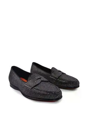 Santoni Embellished Leather Loafers