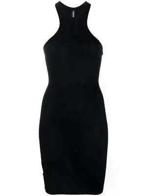 ANDREĀDAMO Ribbed Knit Racer Neck Dress