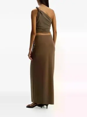 12 STOREEZ Draped Maxi Skirt - Brown