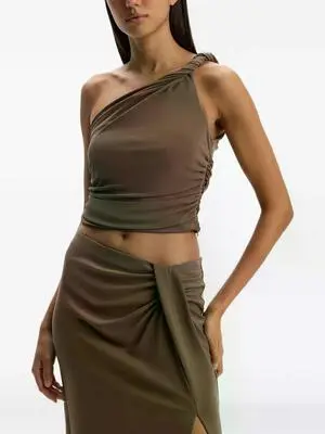 12 STOREEZ Draped Maxi Skirt - Brown