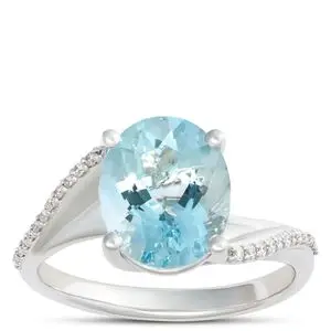 Benbridge Oval Aquamarine And Diamond Ring - Blue