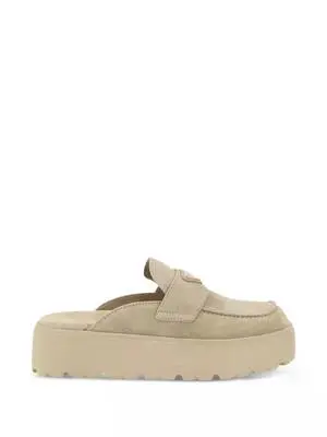 Prada Suede Platform Mules - Neutrals