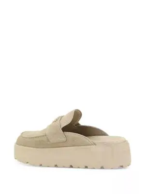 Prada Suede Platform Mules - Neutrals