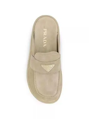 Prada Suede Platform Mules - Neutrals