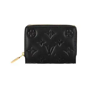 LOUIS VUITTON Lou Wallet Monogram-embossed Lambskin - Black