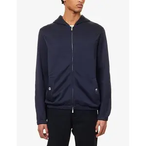 Eleventy Relaxed-fit Zip-up Cotton-jersey Hoody