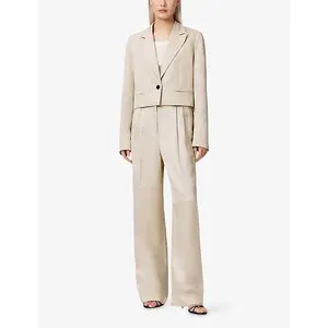 ALLSAINTS Helena Single-breasted Cropped Linen-blend Blazer