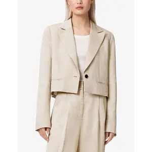 ALLSAINTS Helena Single-breasted Cropped Linen-blend Blazer