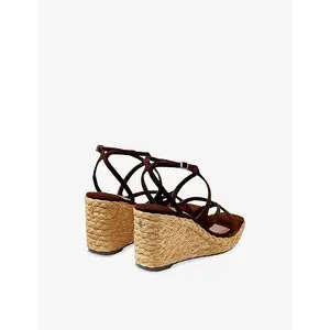 JIMMY CHOO Ayla 85 Suede Wedge Heels - Coffee