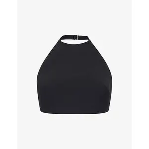 MUGLER Halter-neck Cropped Wool-blend Top