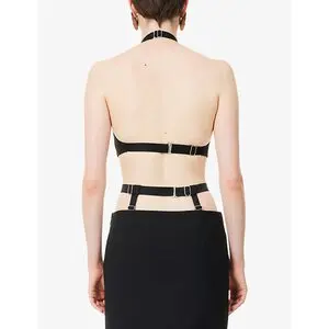 MUGLER Halter-neck Cropped Wool-blend Top