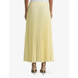 REISS Belted Pleated Woven Midi Skirt