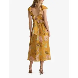REISS Floral-print Woven Midi Dress