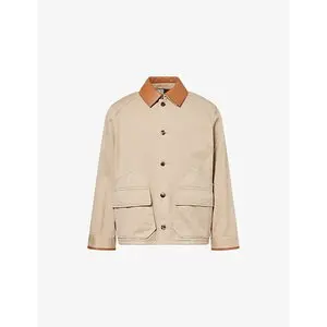Loewe X Paula's Ibiza Collared Cotton Jacket With Leather Trims