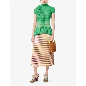 Dries Van Noten Polka Dot Silk Midi Skirt
