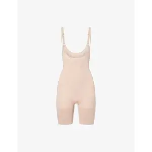 Spanx Sculpt Gofigure Open-bust Mid-thigh Bodysuit - Chai