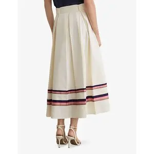 REISS Rian Stripe-print Stretch-cotton Midi Skirt